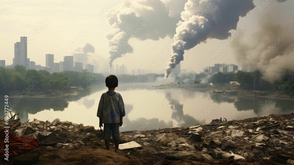 AI generated illustration of post-apocalyptic scenery showing the ...