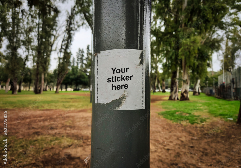 Sticker on Metal Column Mockup 01 Stock Template | Adobe Stock