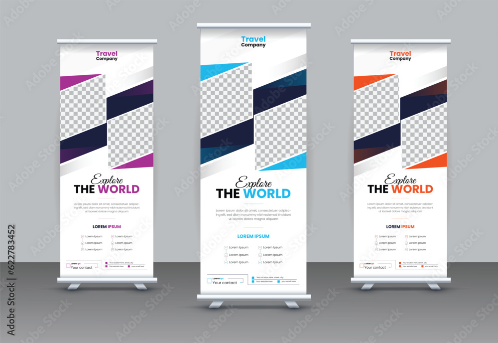 travel roll up banner template design for travel agency, marketing ...