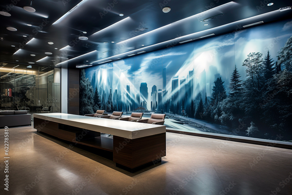 Generative AI illustration of Modern office and workspace with art ...