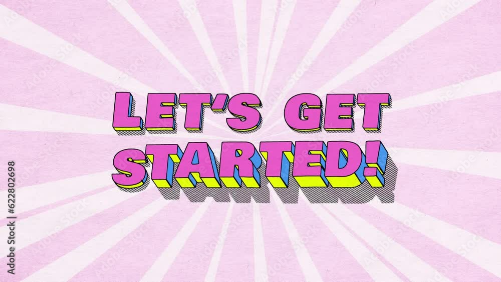 Vidéo Stock LET'S GET STARTED! - comics style 3D text with shadow on ...