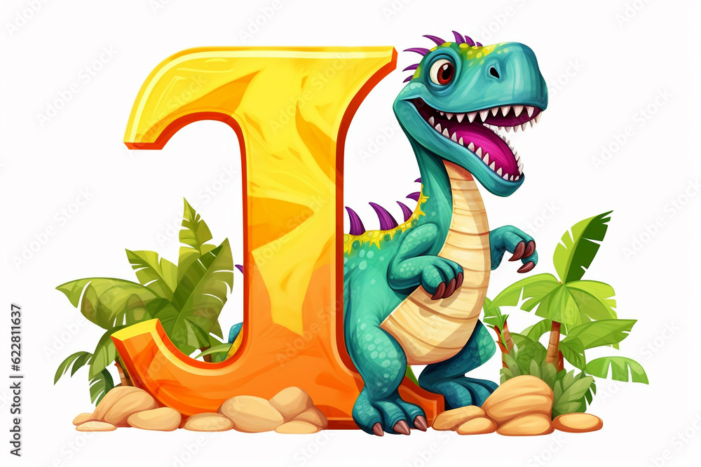 Colorful dinosaur letter J for kids isolated on white background, funny ...