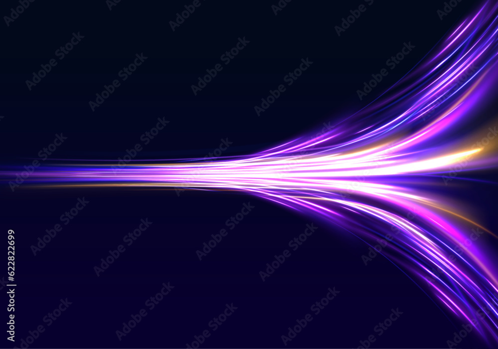 Neon color glowing lines background, high-speed light trails effect ...