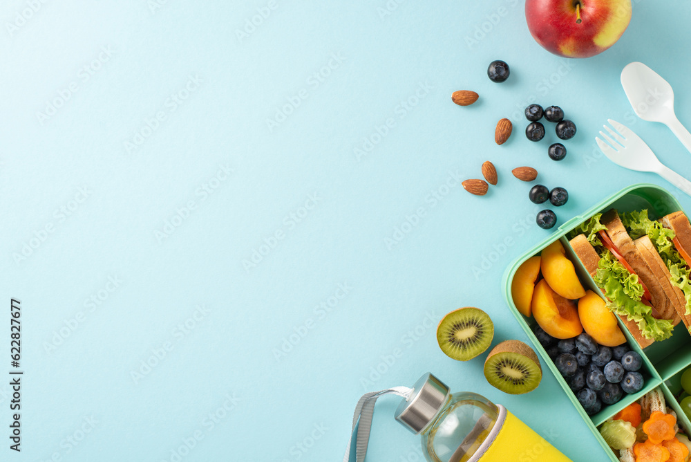 Refresh your study break: Top view photograph featuring a lunch box ...