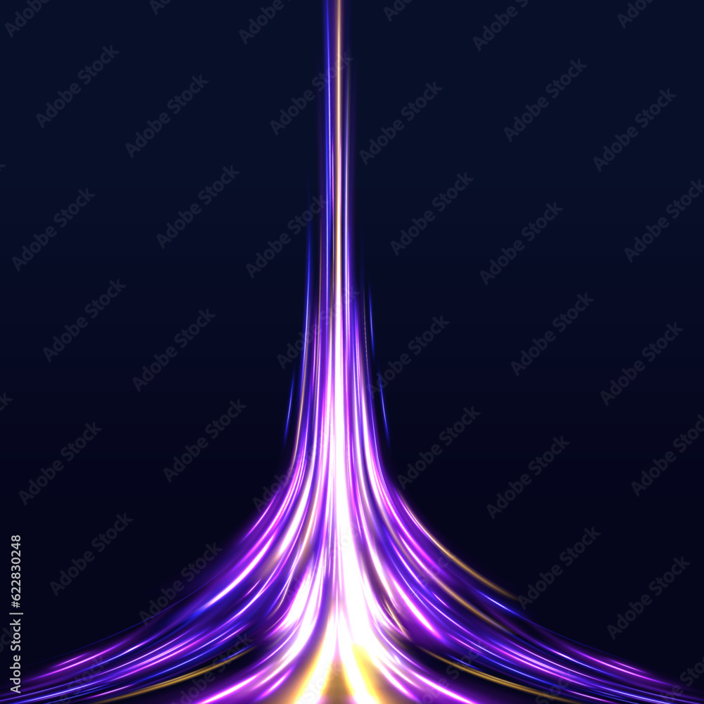 Vetor de Light trails, golden glitter glow and sparkling flare spiral ...