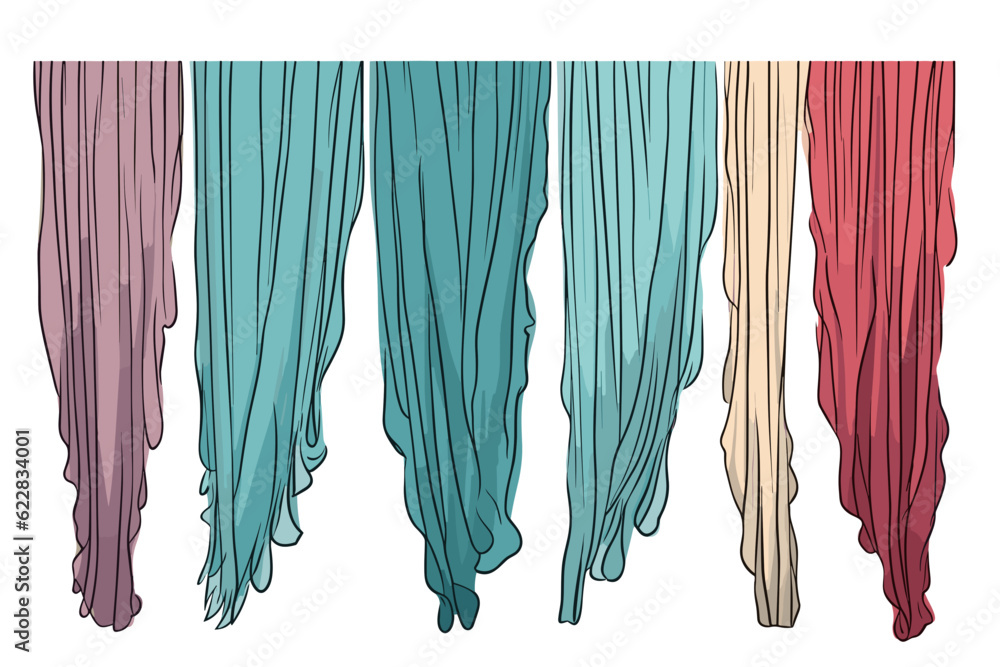 Doodle inspired Drapes, cartoon sticker, sketch, vector, Illustration ...