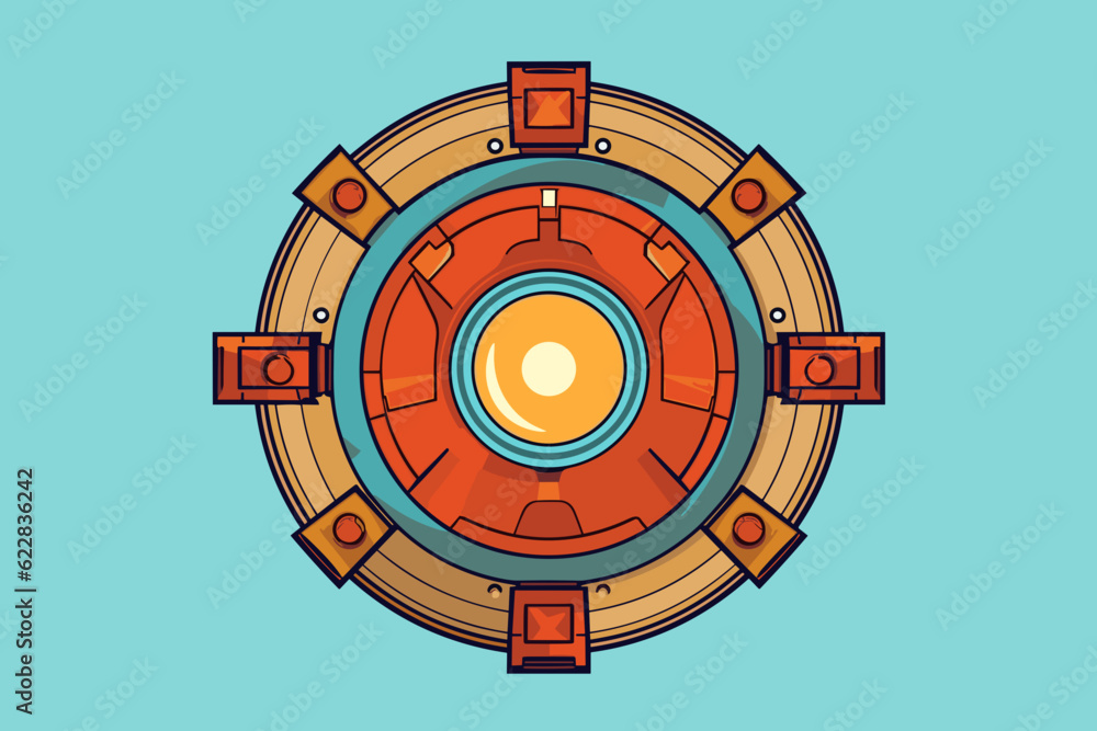 Vetor de Doodle inspired Arc reactor, cartoon sticker, sketch, vector ...