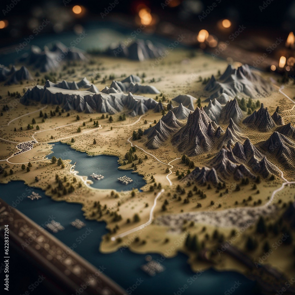 Middle-earth bird's-eye view 3d map Stock Illustration | Adobe Stock