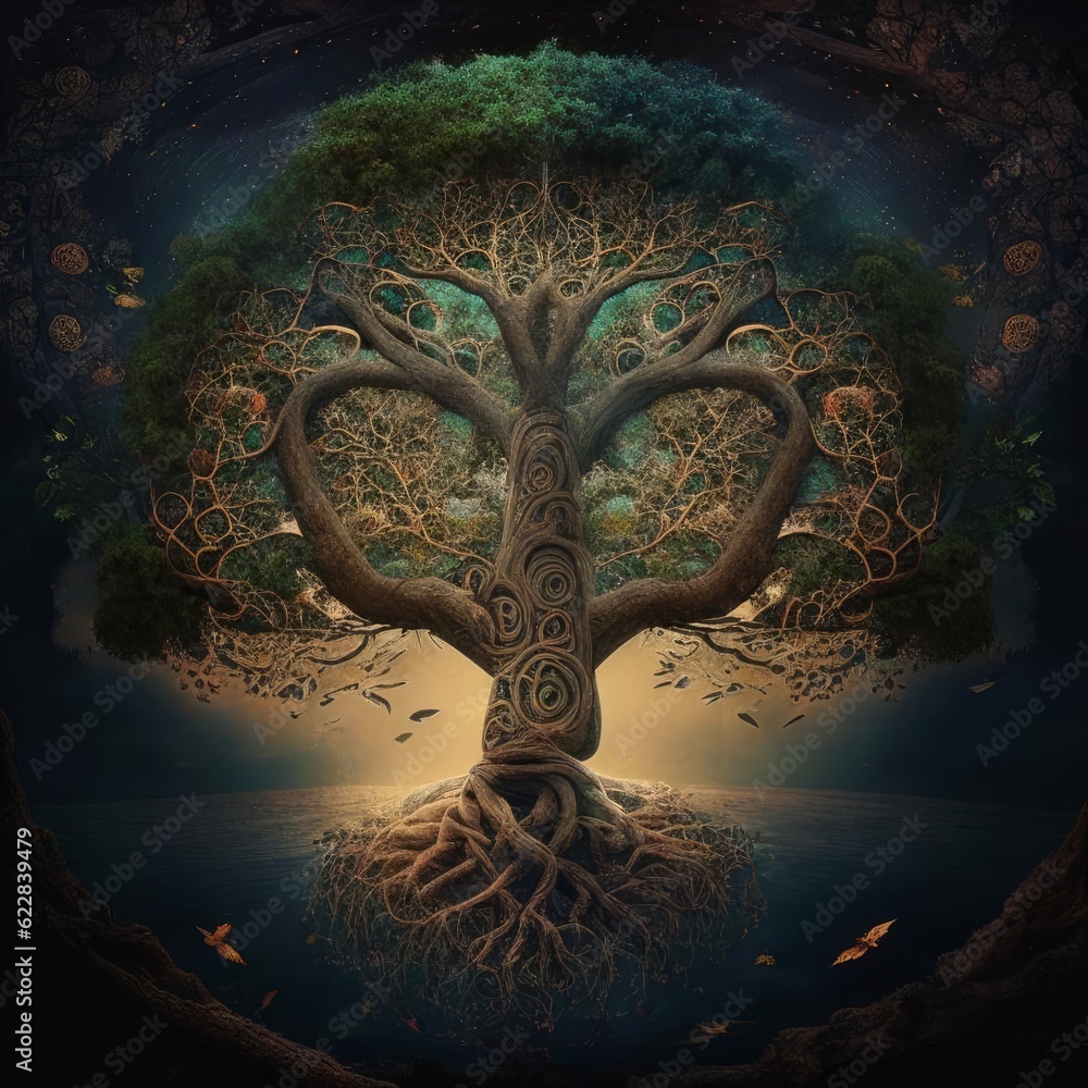 Biblical tree of life. Mythological symbol of paradise. Stock Photo ...