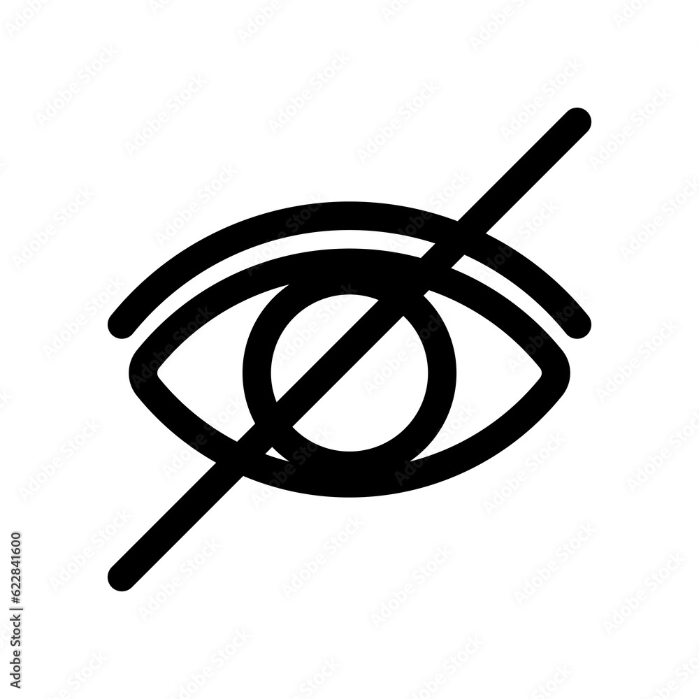 Hide icon eyes. Hidden symbol. Invisible icon. Dead. Invisible sign.No ...