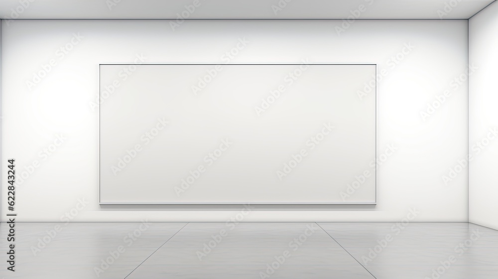 Blank White Wall Mockup in Sunny Modern Gallery Interior | 3D Rendering ...