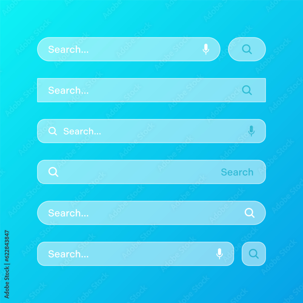 Various transparent search bar templates. Internet browser engine with ...
