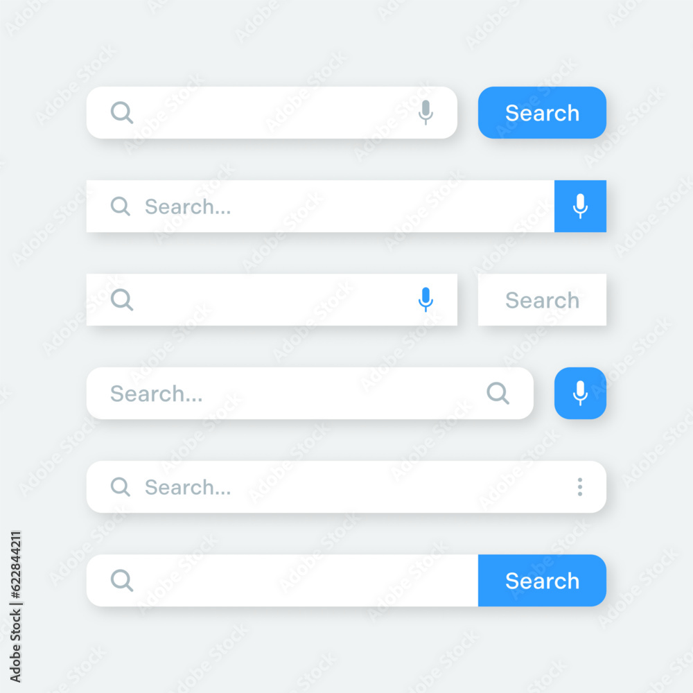 Various search bar templates. Internet browser engine with search box ...
