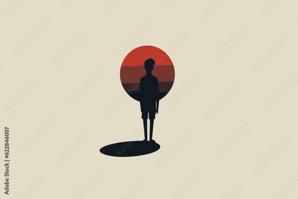 Doodle inspired Shadowy figure, cartoon sticker, sketch, vector ...