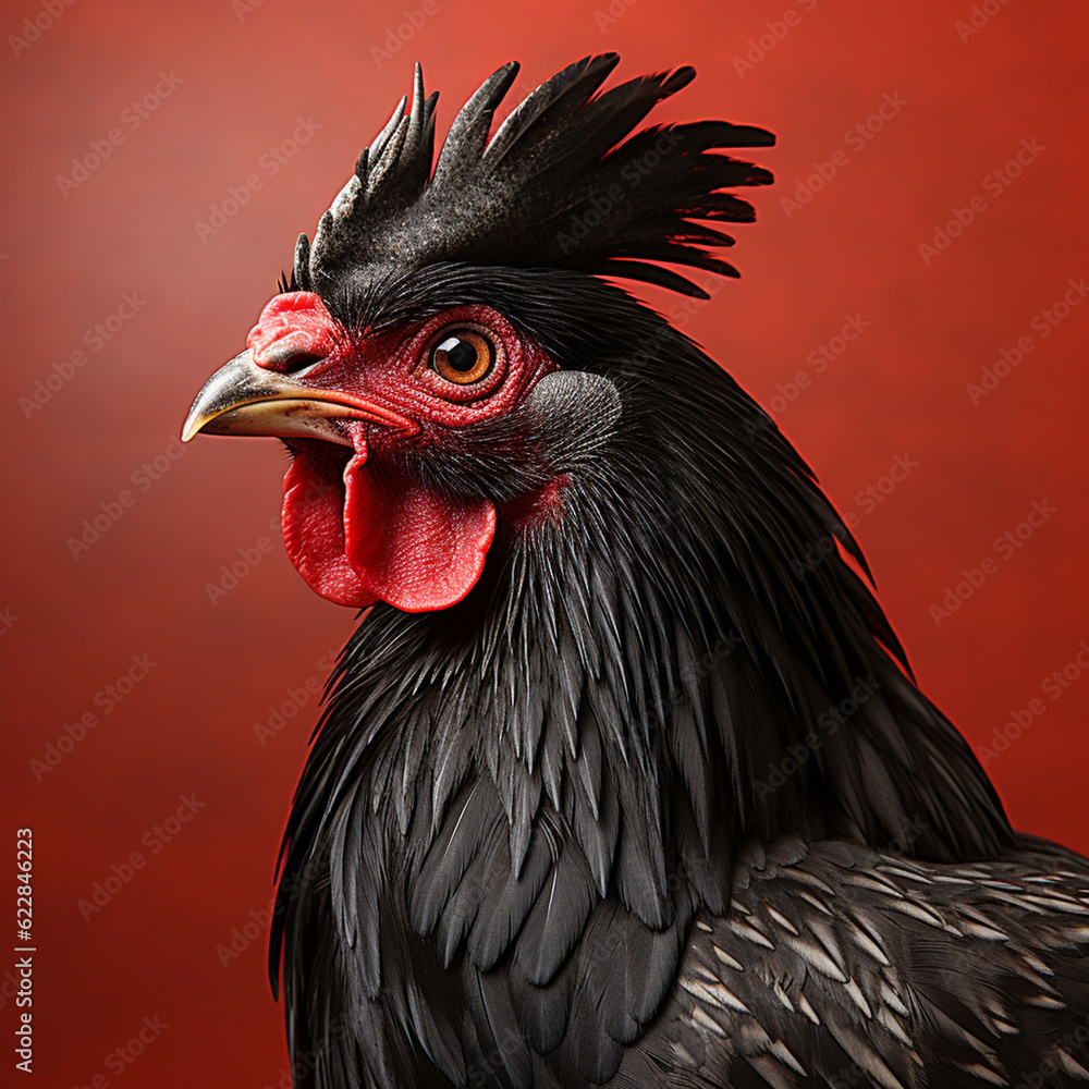 beautiful rooster in a dynamic position Stock Photo | Adobe Stock