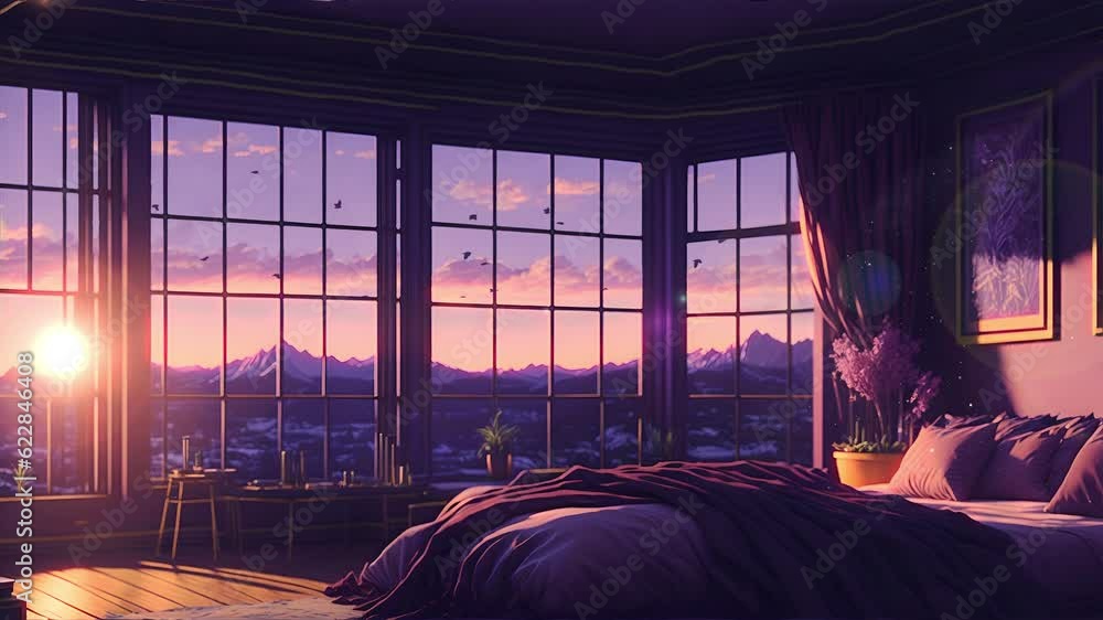 vtuber virtual streamer backgrounds, stream overlay loop, cozy lo-fi ...