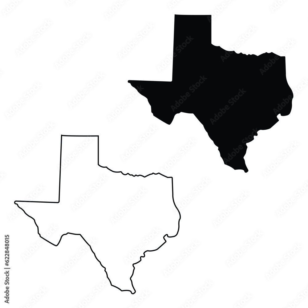 Photo & Art Print USA Texas State Shape Vector Outline and Silhouette ...