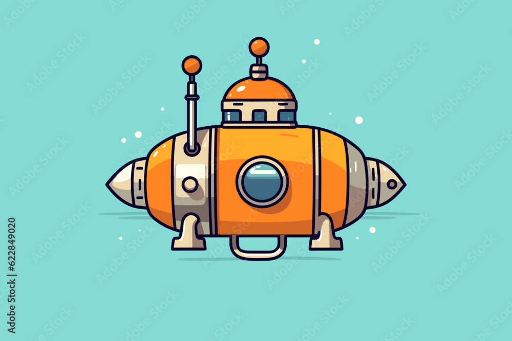 Vetor de Doodle inspired Diver propulsion vehicle, cartoon sticker ...