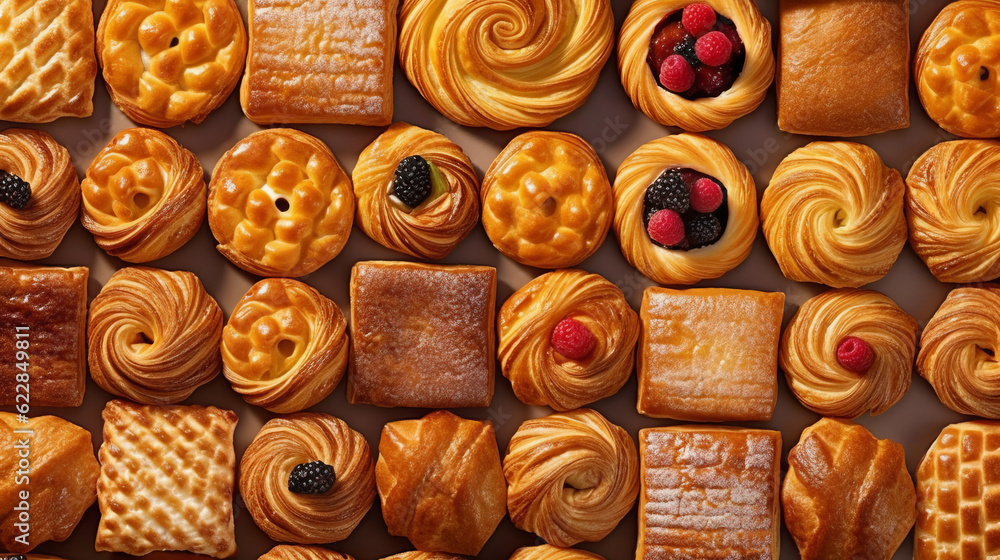 Sweet pastries of buns, muffins and peregrines for bakeries and ...