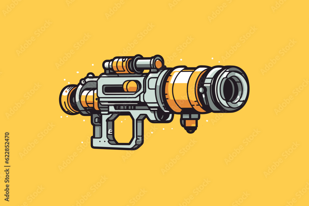 Vetor de Doodle inspired Grenade launcher, cartoon sticker, sketch ...