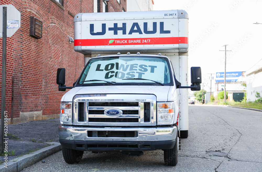 Providence, RI, USA, July 12, 2023, U-Haul Moving Company: Symbol of ...