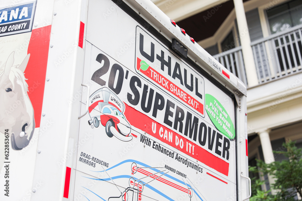 Providence, RI, USA, July 12, 2023, U-Haul Moving Company: Symbol of ...