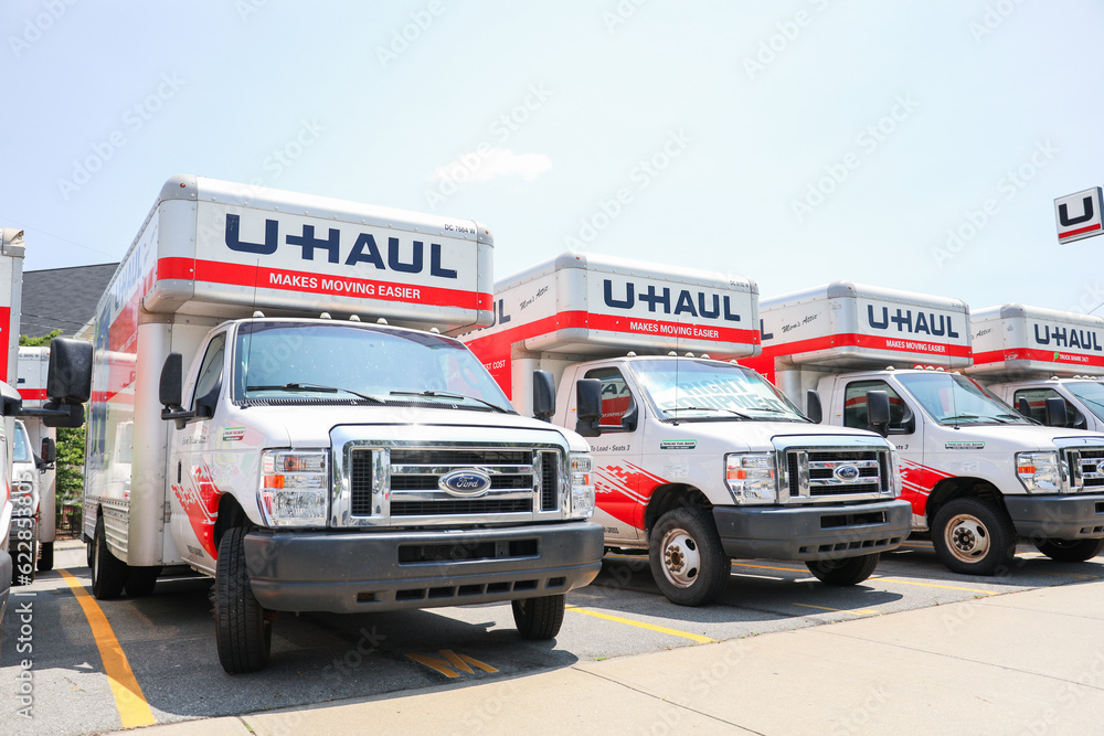 Providence, RI, USA, July 12, 2023, U-Haul Moving Company: Symbol of ...