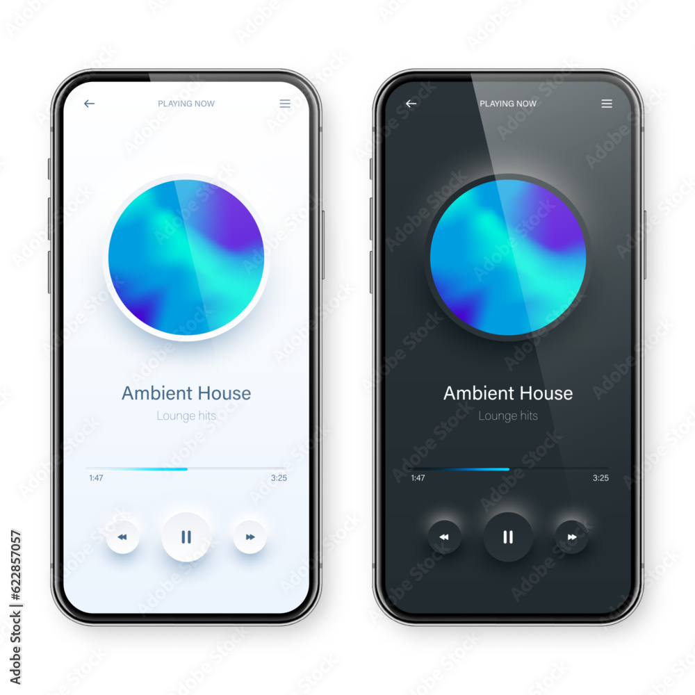 Online audio player user interface, smartphone app UI design. Music ...