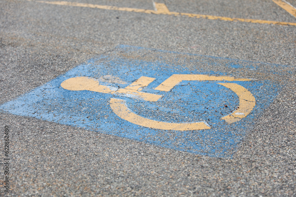 blue wheelchair symbol on a white background. The handicap sign ...