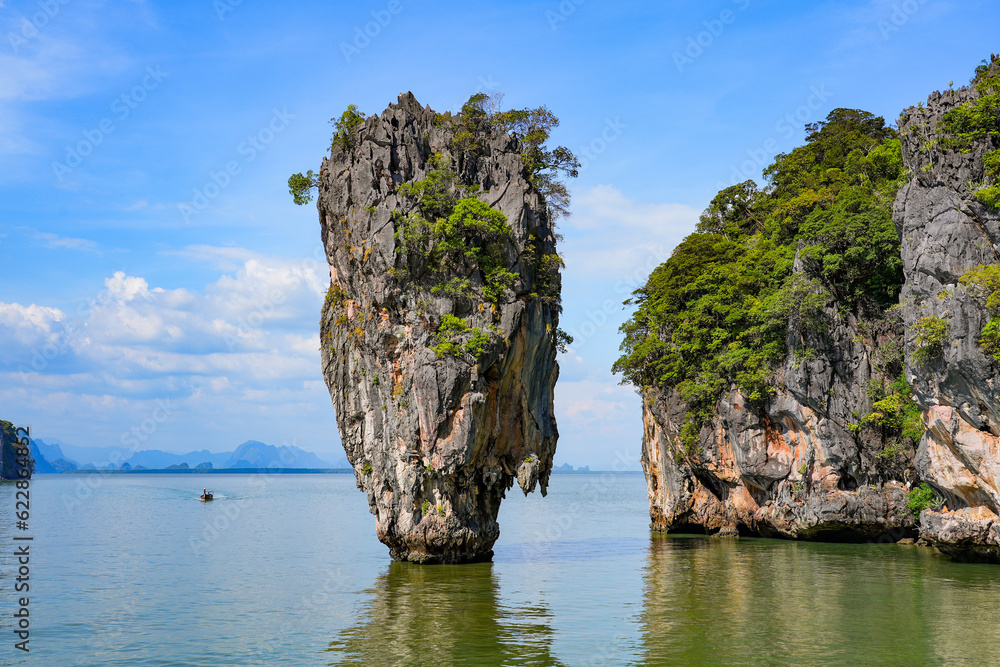 Ko Tapu, a limestone karst tower on James Bond Island in the Phang Nga ...