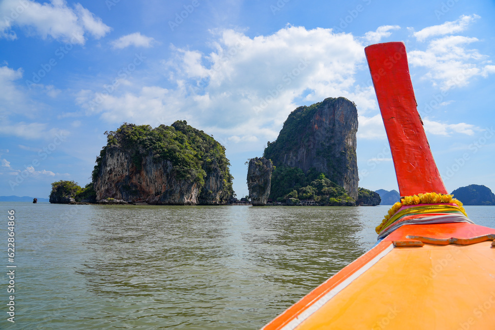 Ko Tapu, a limestone karst tower on James Bond Island in the Phang Nga ...