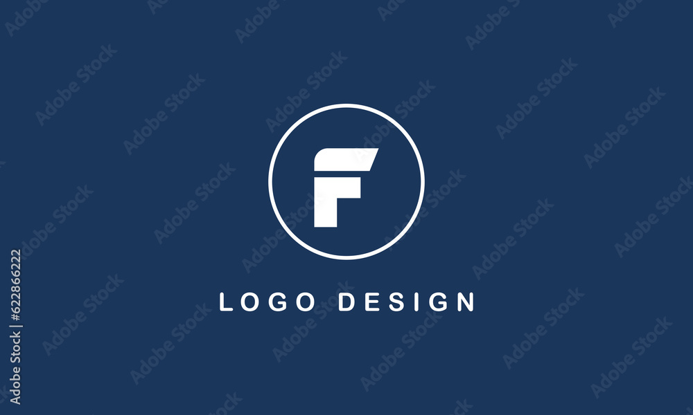 F logo design with circle blue background template. simple logo concept ...