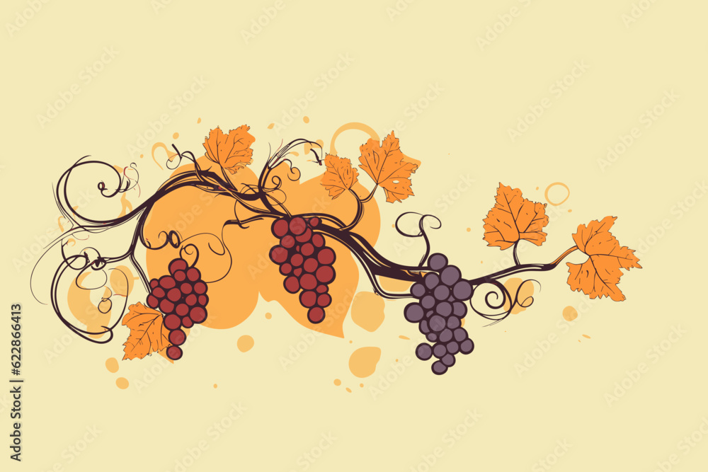 Doodle inspired Grapevine diseases, cartoon sticker, sketch, vector ...