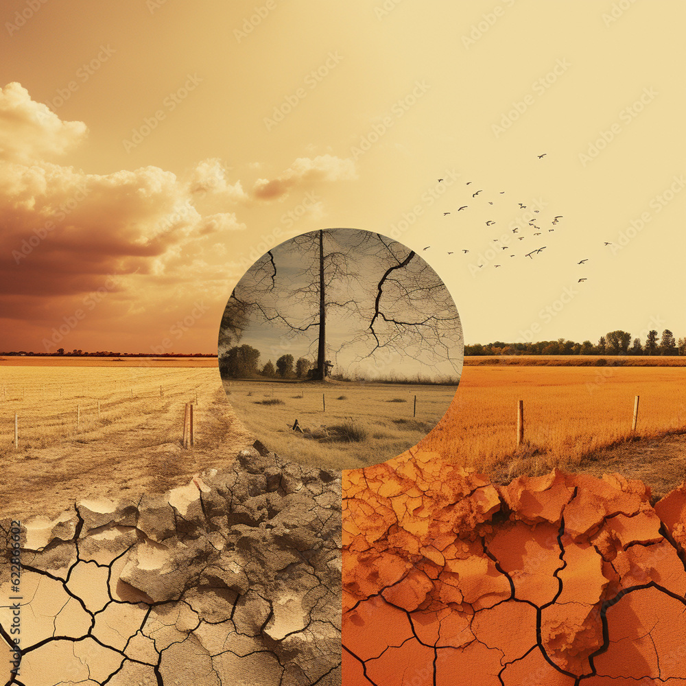 Drought Strikes the Environment - Dry Trees, Soil, and Lakes Dying with ...