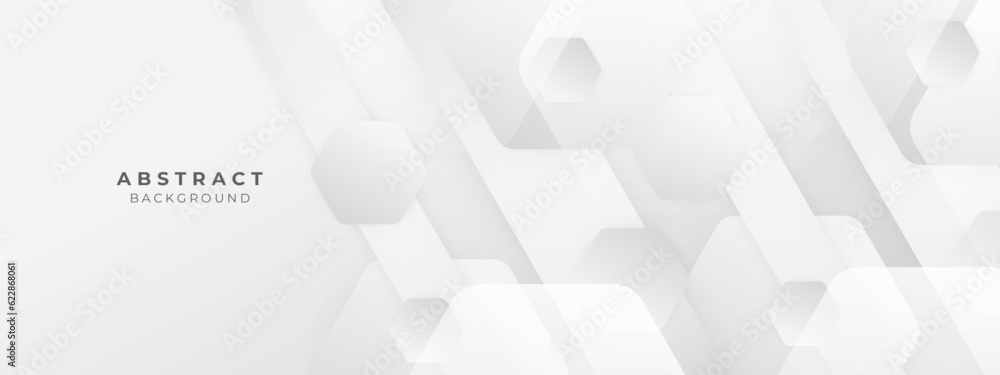 Silver color square pattern on banner with shadow. Abstract white and ...