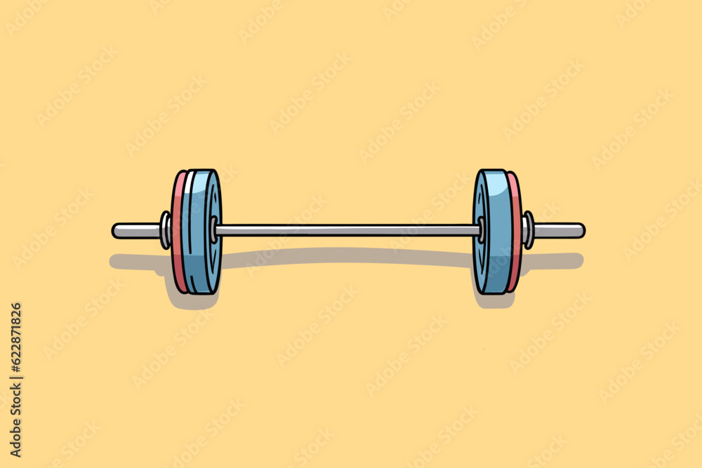 Doodle inspired Olympic barbell, cartoon sticker, sketch, vector ...