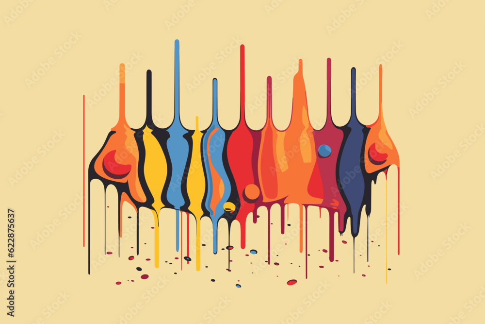 Doodle inspired Drip, cartoon sticker, sketch, vector, Illustration ...