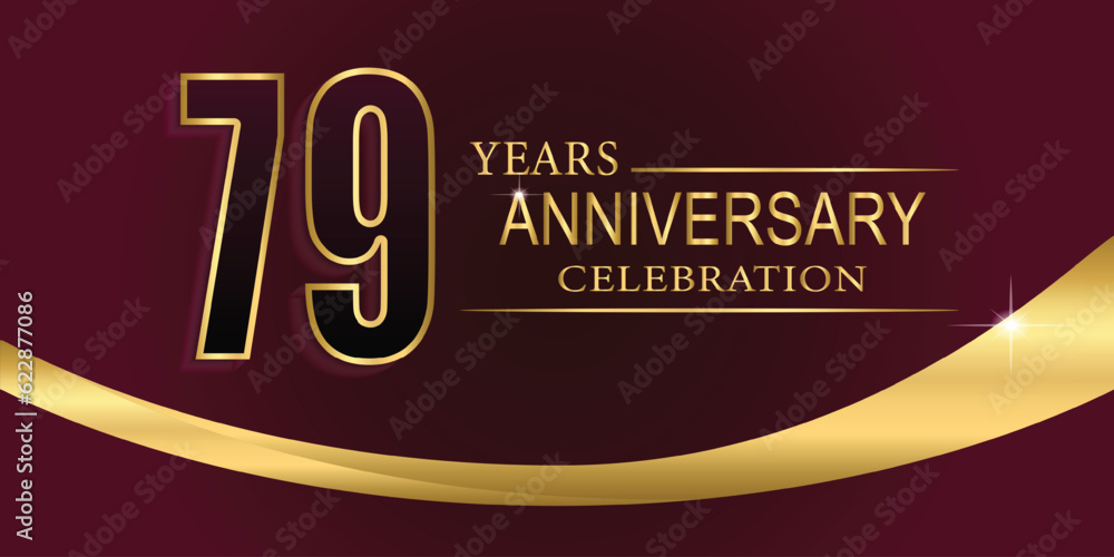 79th Year anniversary celebration background. Golden lettering and a ...