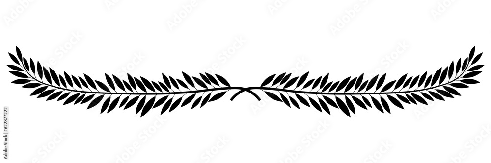black laurel line decorative isolate on white transparent background ...
