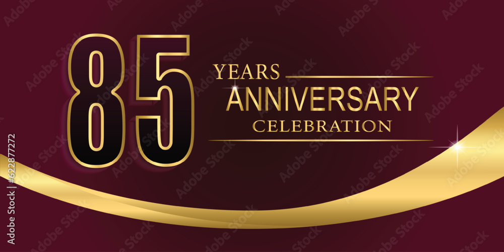 85th Year anniversary celebration background. Golden lettering and a ...