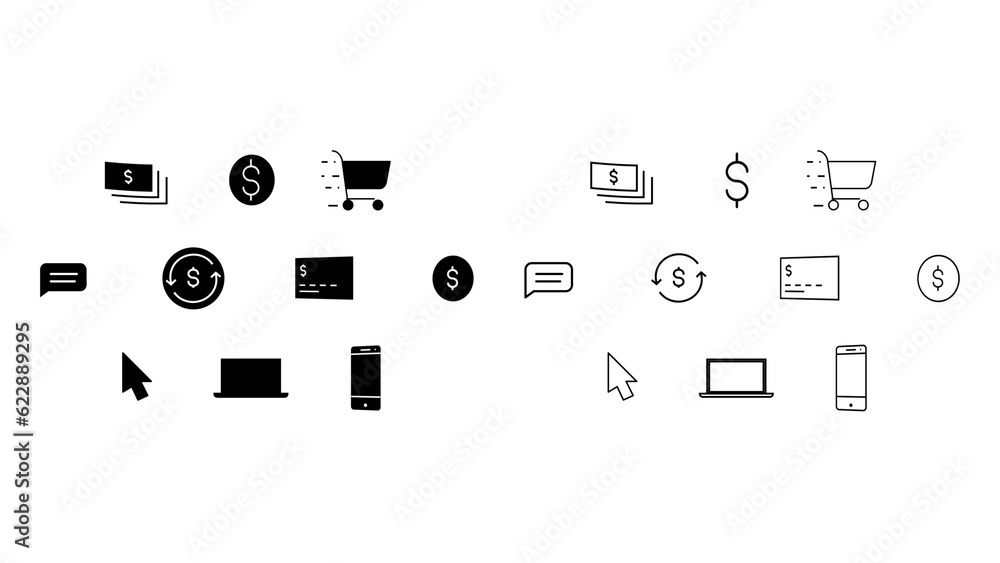 Modern Flat Ecommerce Icon Overlays Stock Template | Adobe Stock