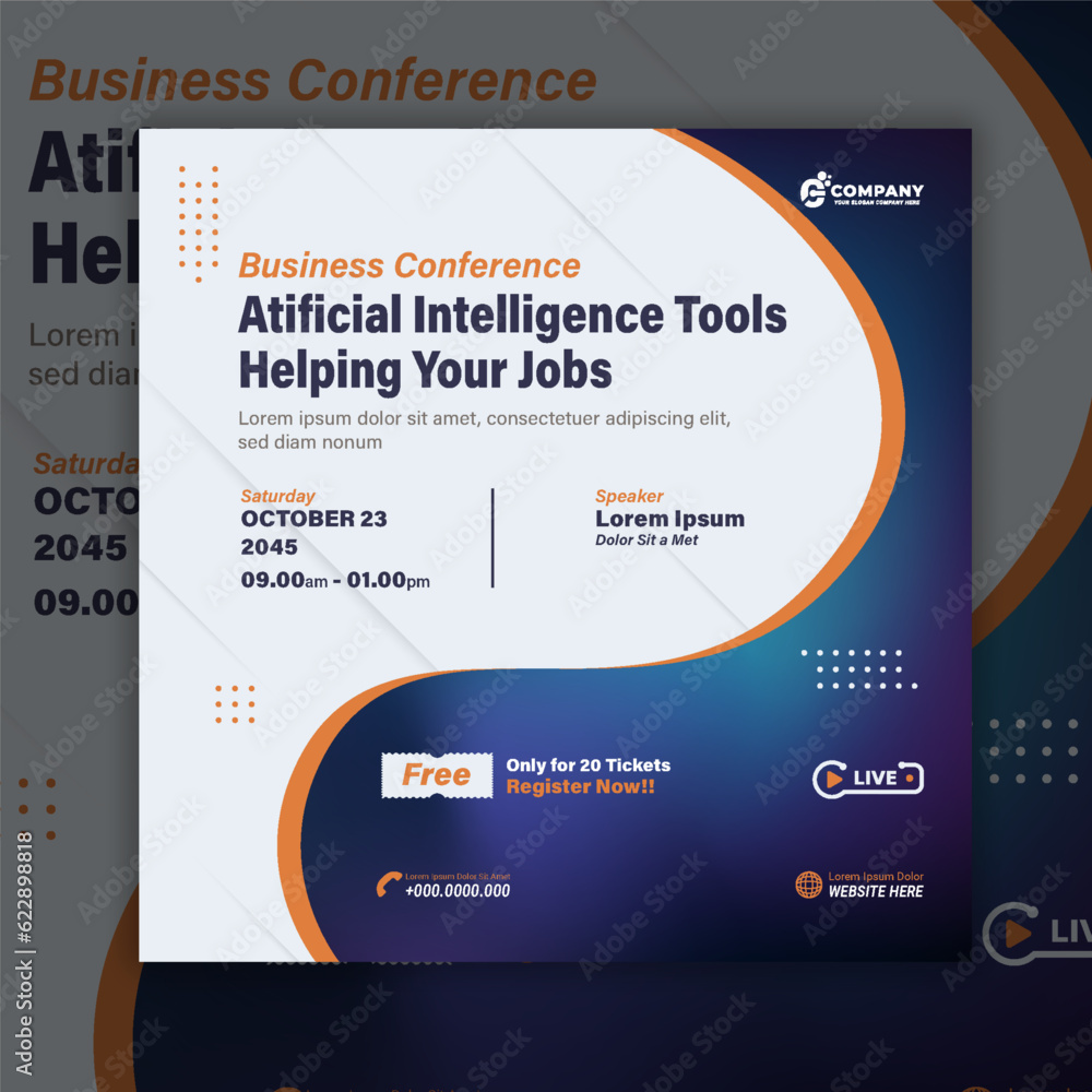 Artificial Intelligence post banner template gradient mesh fill ...