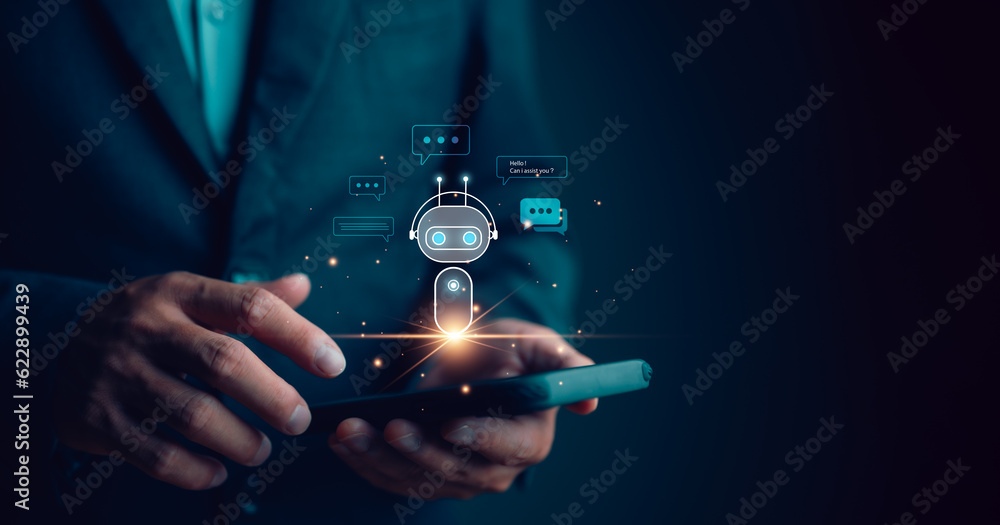 Foto de Chatbot Chat with AI, Artificial Intelligence. Man using ...