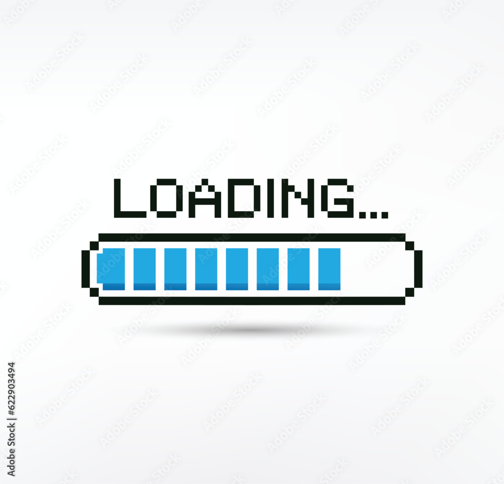 Pixel art 8-bit loading bar concept. Loading or Installing process on white background -isolated ...