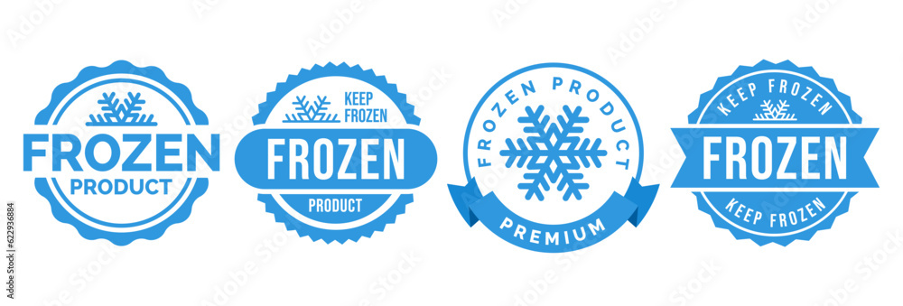 Frozen product vector food package label. Fresh frozen product ...