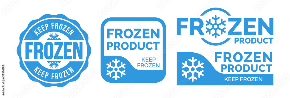 Frozen product vector food package label. Fresh frozen product ...