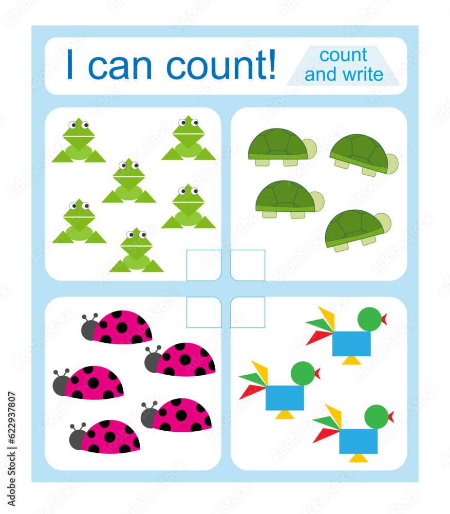 Math activity for kids. I can count. Vector illustration. Stock Vector ...