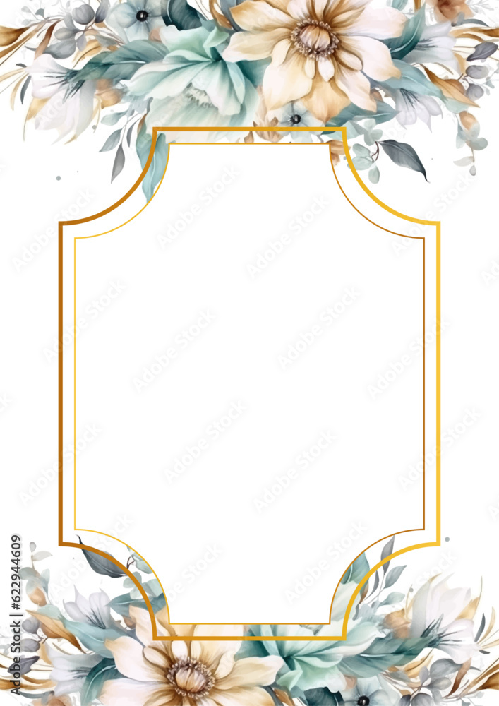 Luxury botanical gold wedding frame elements. Border, glitters, leaf ...