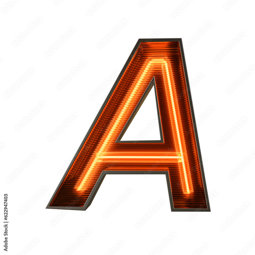 Neon Light Alphabet on transparent background, PNG file Stock ...