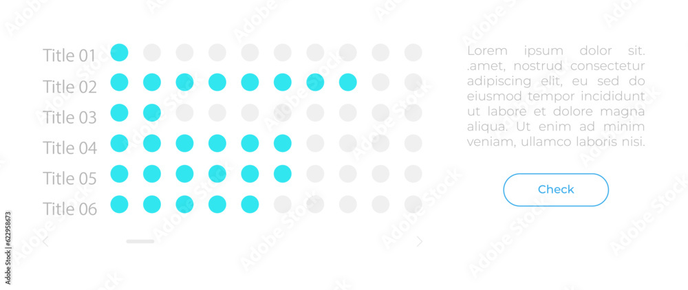 Dot chart UI element template. Editable isolated vector dashboard component. Flat user interface ...